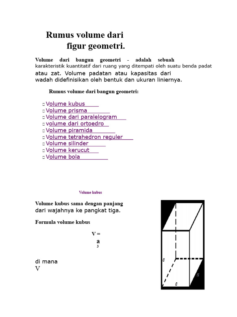 Rumus Volume Bentuk Geometris | PDF