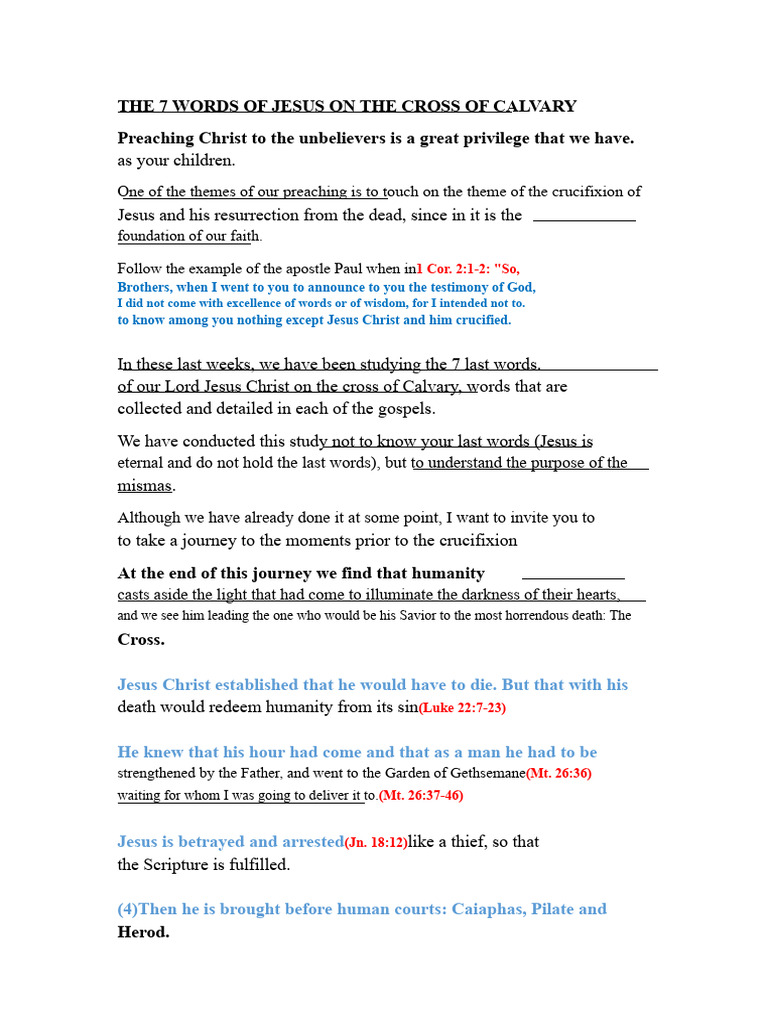 I Study The 7 Words of Jesus On The Cross of Calvary | PDF | Jesus ...