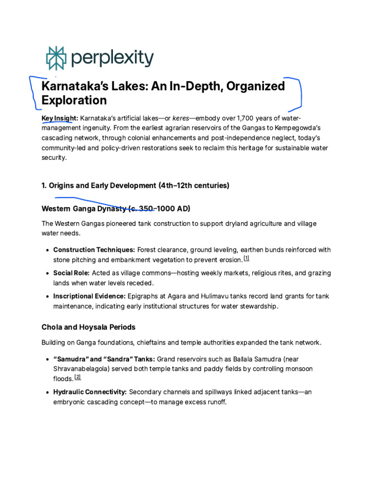 History of Karnataka's Lakes | PDF | Reservoir | Wetland