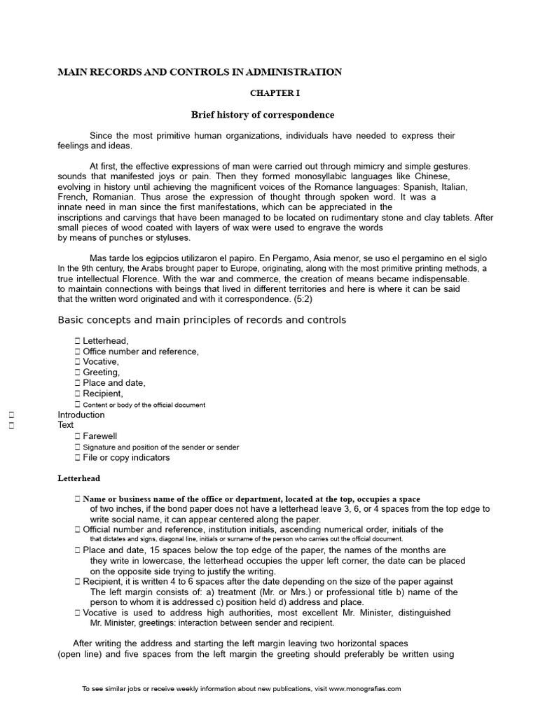Main Records and Controls in Administration | PDF | Memorandum | Hierarchy