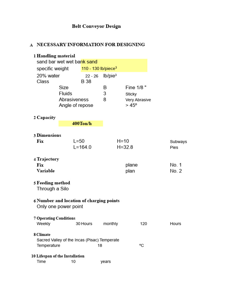 Belt Conveyor Design Specifications | PDF | Belt (Mechanical) | Force