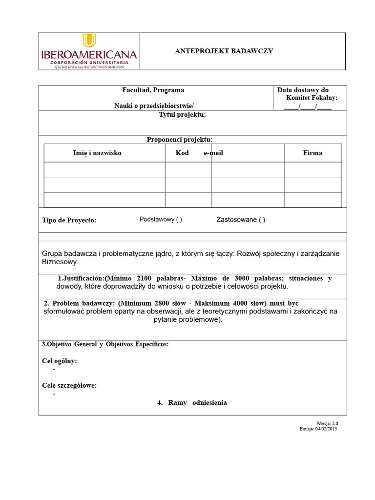 Karta Opracowania Projektu Wstępnego | PDF