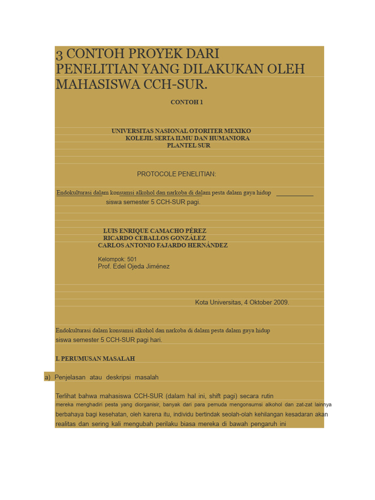 3 CONTOH PROYEK PENELITIAN YANG DILAKUKAN OLEH MAHASISWA CCH | PDF