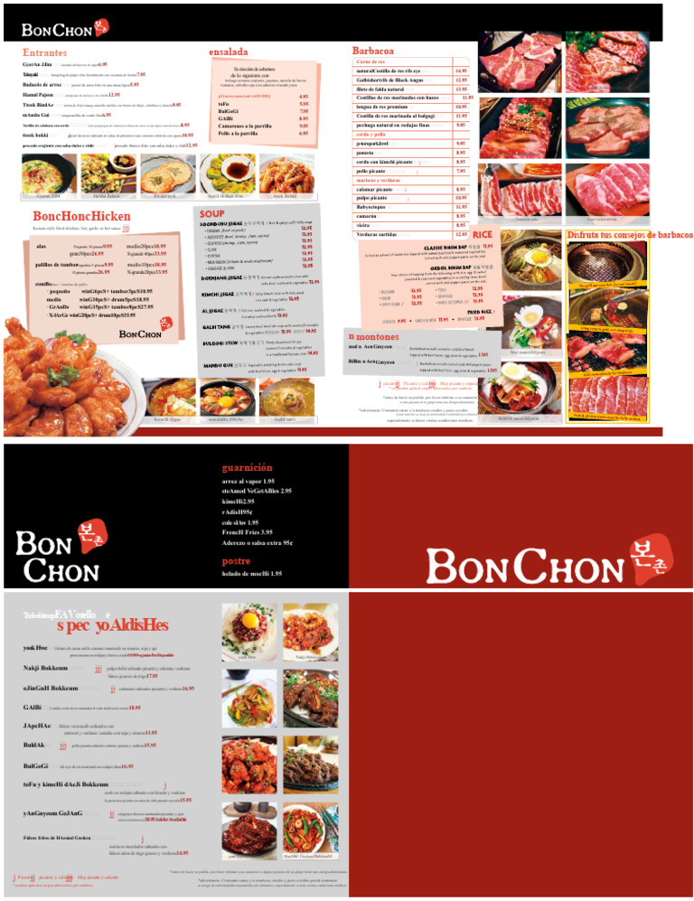 Menú Bonchon 0k | PDF | Cocina coreana | Bola de masa hervida