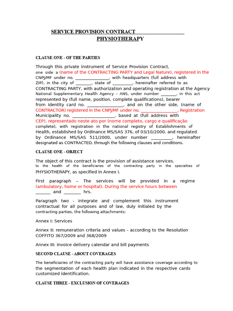 Physiotherapy Contract Sample Summary | PDF | Physical Therapy | Heart ...