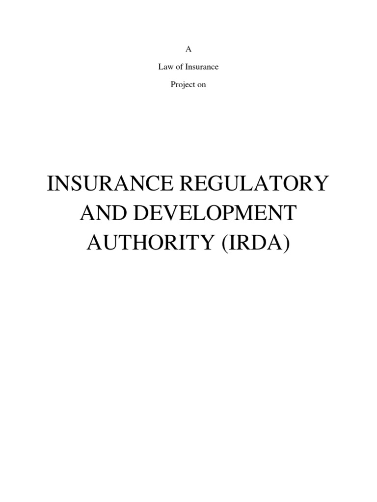 Insurance Regulatory and Development Authority (Irda) : A Law of ...