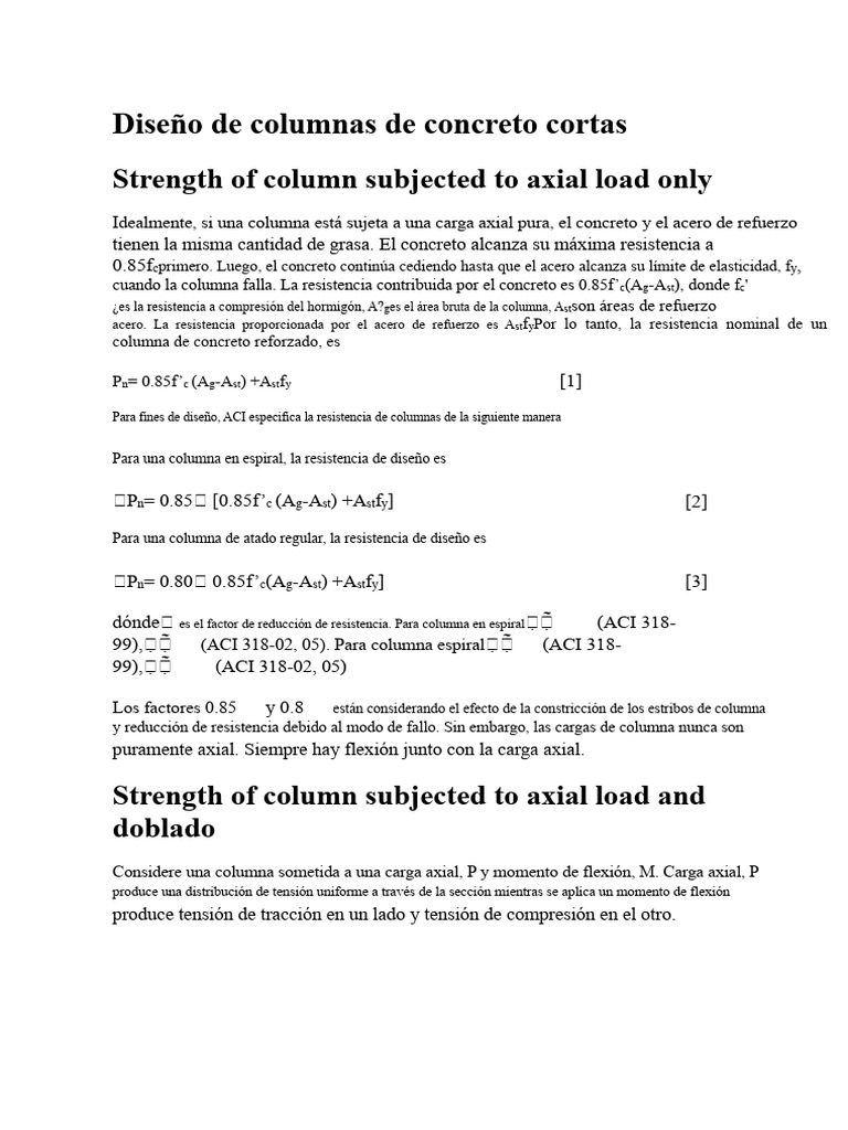 Diseño de columnas de concreto cortas | PDF | Deformación (ingeniería ...