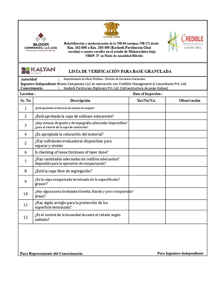 Lista de Verificación Formato DLC y GSB | PDF