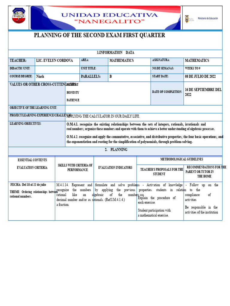 LEVELING AND REINFORCEMENT PLAN 2022 - 2023. | PDF | Numbers | Mathematics