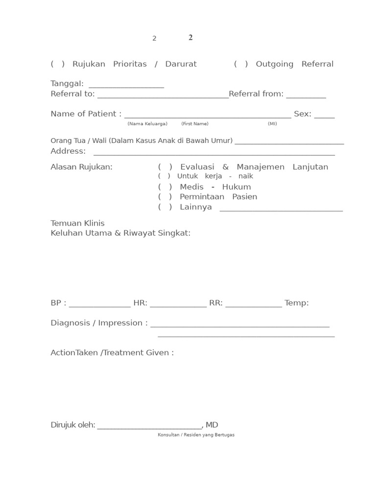 Formulir Rujukan TRANSFER | PDF