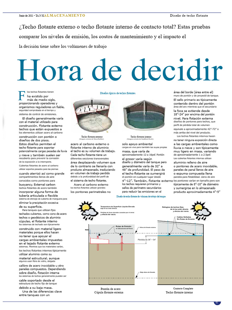 tanque de techo flotante_diseño.pdf | PDF | Techo | Tanques