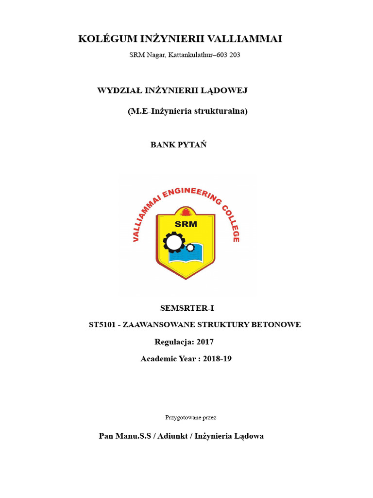ST5101-Zaawansowane Konstrukcje Betonowe | PDF