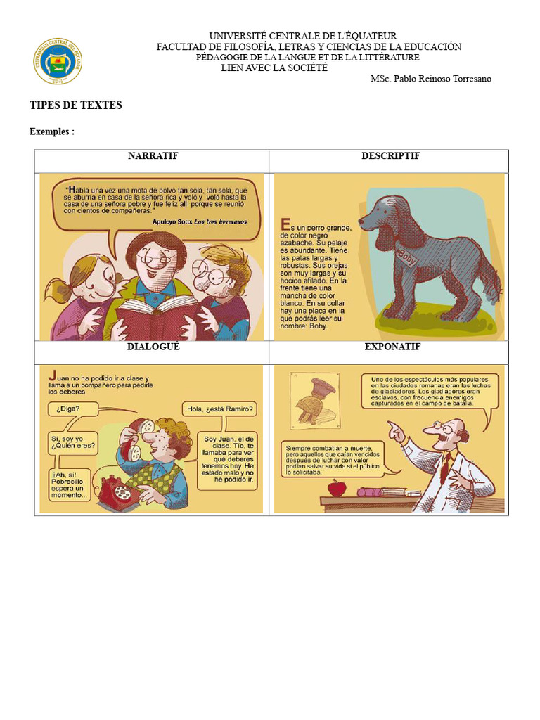 Types de textes : narratif, descriptif, dialogué | PDF | Nuage | Pluie