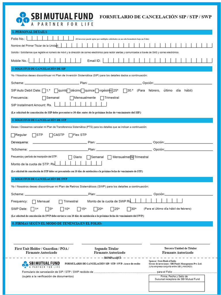 Formulario de Cancelación de Sip STP SWP | PDF | Bancario