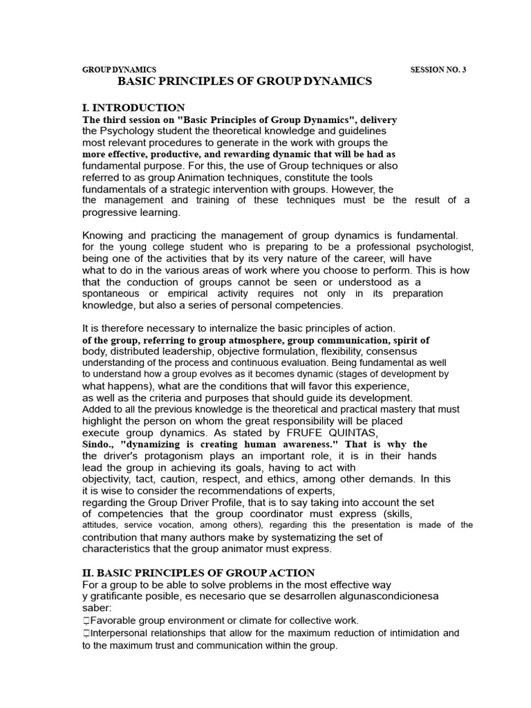 Basic Principles of Group Dynamics | PDF | Communication | Goal