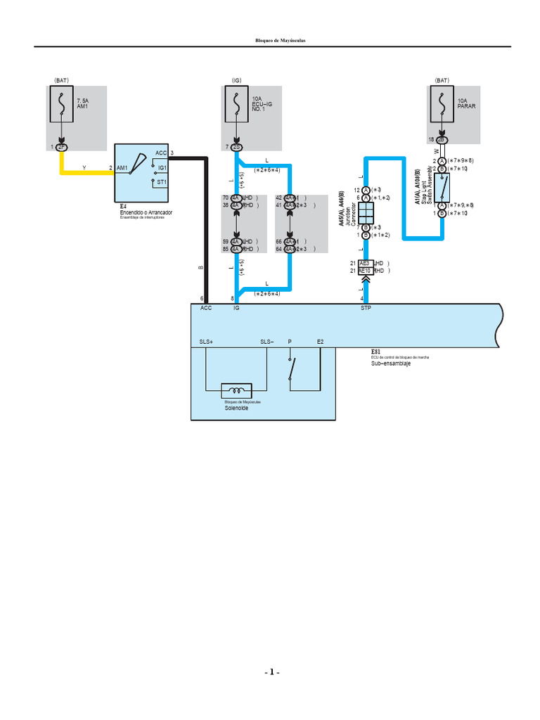 Shift Lock Trabapuertas Toyota Corolla Esquema Eléctrico | PDF