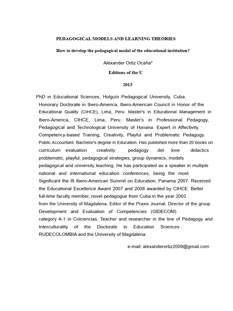 Book Pedagogical Models and Theories of Learning | PDF | Constructivism ...