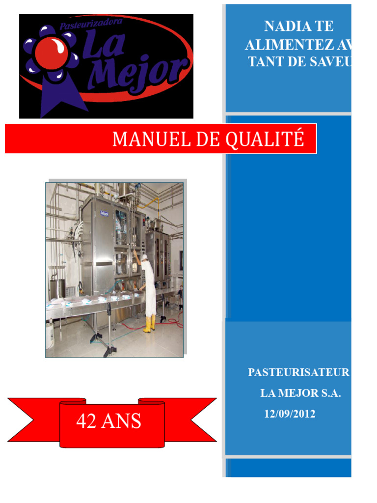 Manuel de Qualité Pasteurizadora La Mejor | PDF | Management de la ...