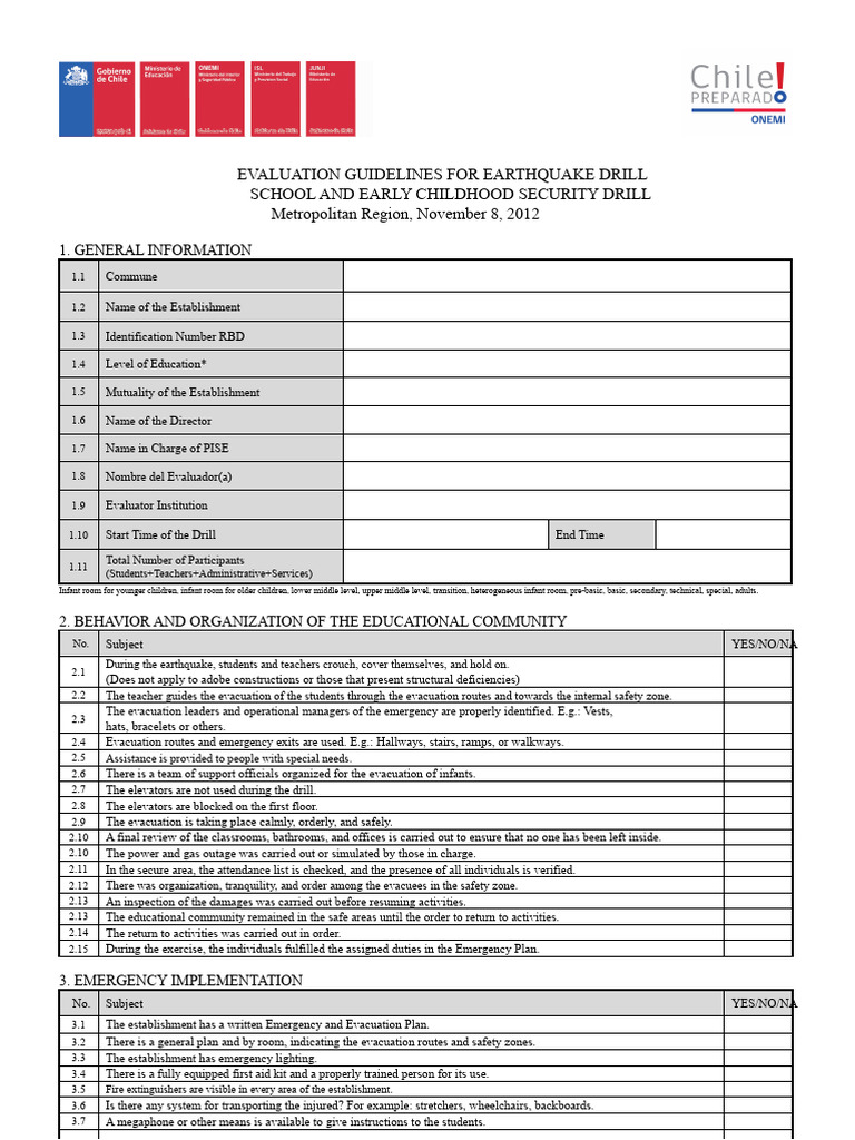 Evaluation Guidelines For School and Preschool Security Drill - Final ...