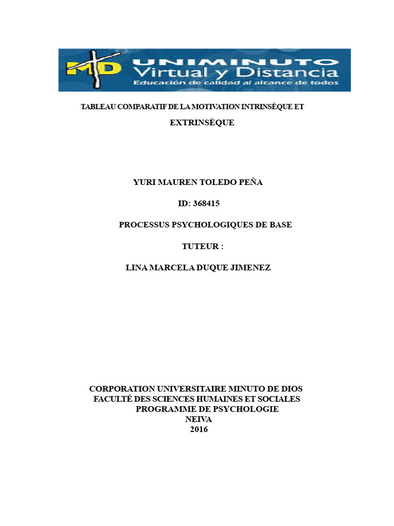 Comparatif Motivation Intrinsèque vs Extrinsèque | PDF | Motivation ...