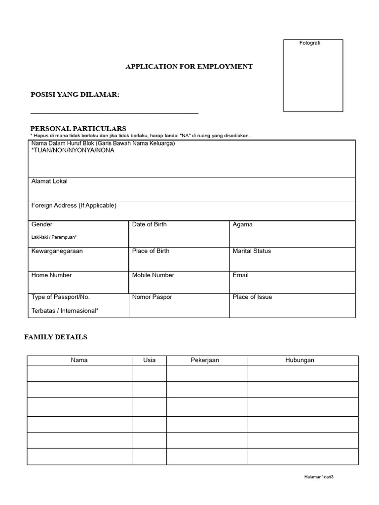 Formulir Aplikasi HRD | PDF
