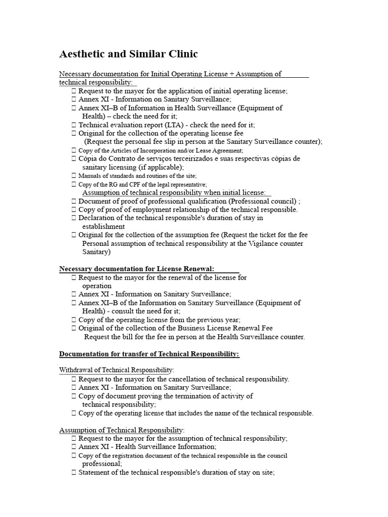 Aesthetic Clinic License Requirements Guide | PDF | License