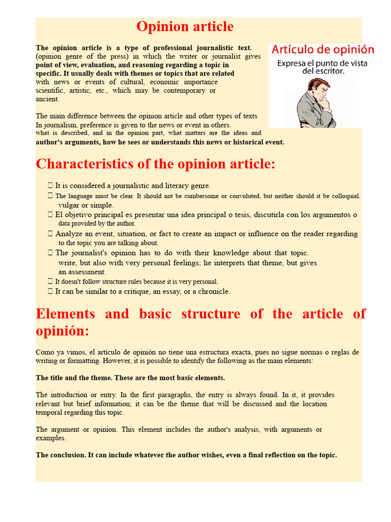Understanding Opinion Articles in Journalism | PDF