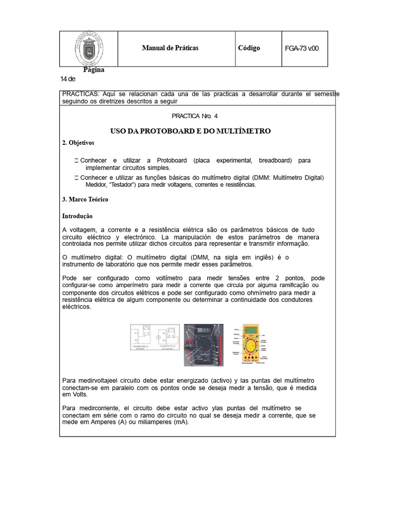 USO DA PROTOBOARD E DO MULTÍMETRO (2).pdf | PDF | Rede elétrica | Resistência elétrica e ...