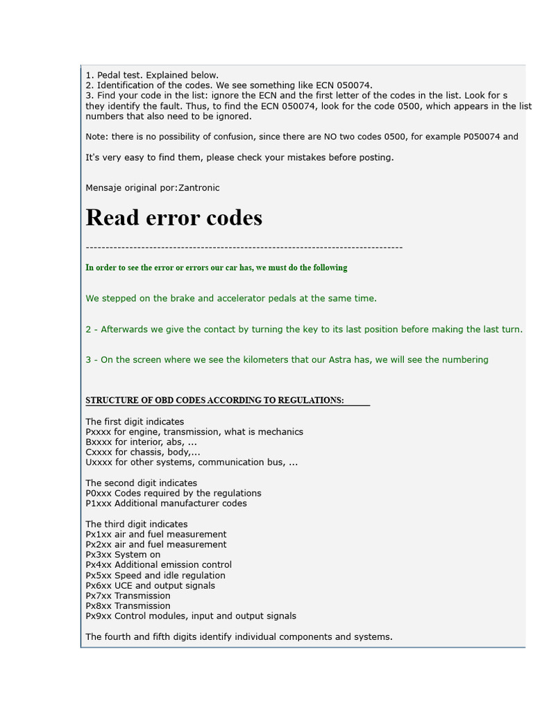 OBD Code Identification Guide | PDF | Throttle | Engines