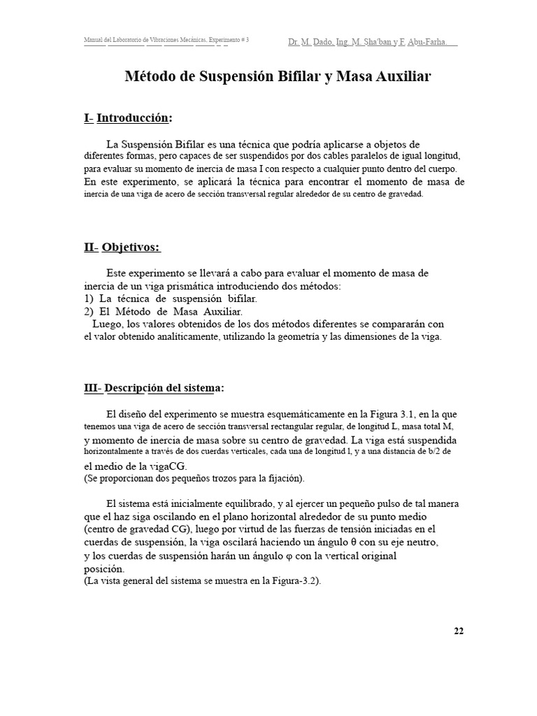 Suspensión Bifilar y Masa Auxiliar | PDF | Masa | Oscilación