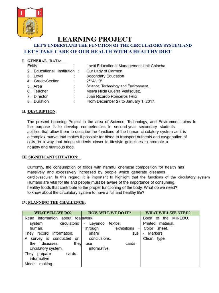 Learning Project II Achievement Day | PDF | Circulatory System | Healthy Diet