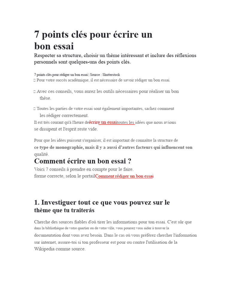 7 conseils pour rédiger un essai efficace | PDF