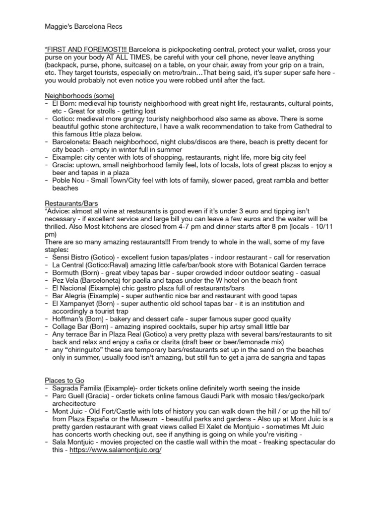 Essential Tips for Barcelona Visitors | PDF | Barcelona