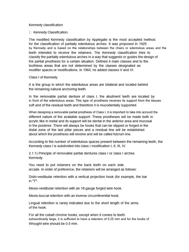 Overview of Kennedy Classification | PDF | Dentures | Tooth