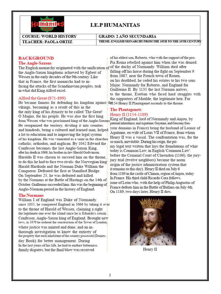 English Monarchy: 10th-15th Century | PDF | House Of Plantagenet ...