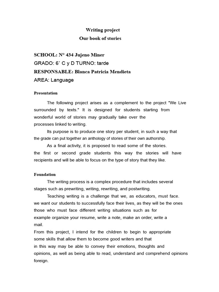 6th Grade Story Writing Project | PDF | Narrative | Writing