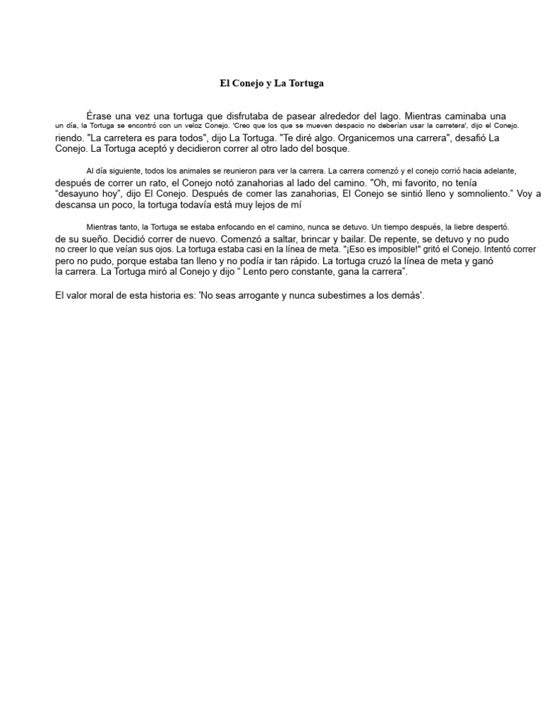 El Conejo y La Tortuga | PDF