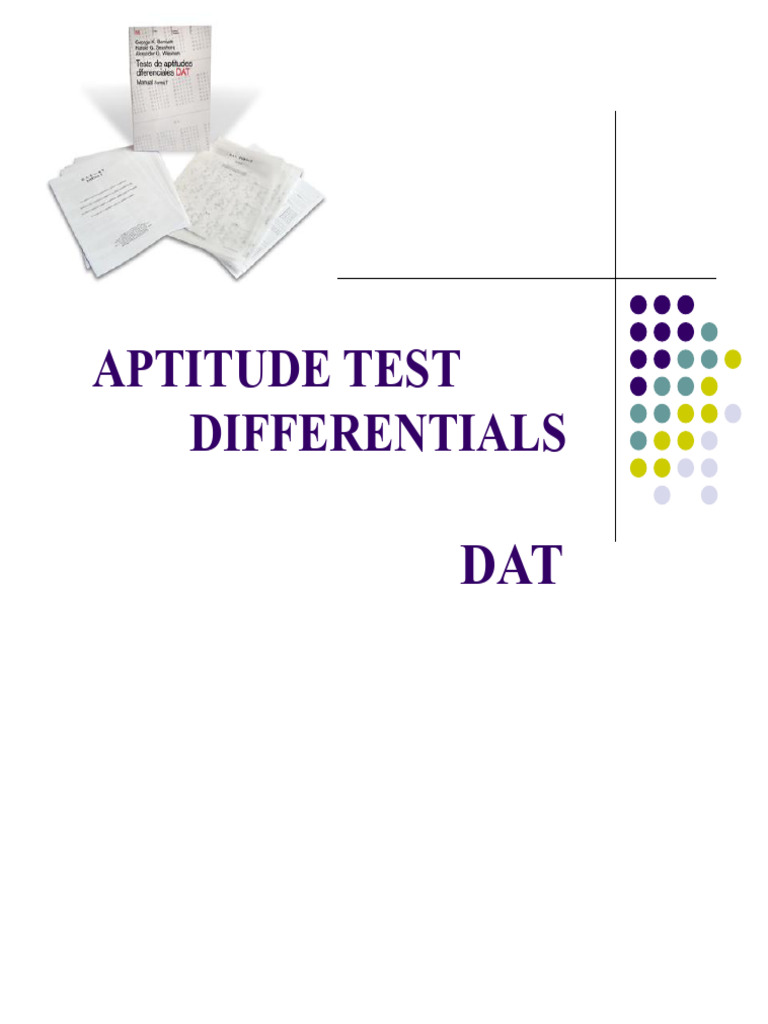 Differential Aptitude Test Overview | PDF | Intelligence | Cognitive ...