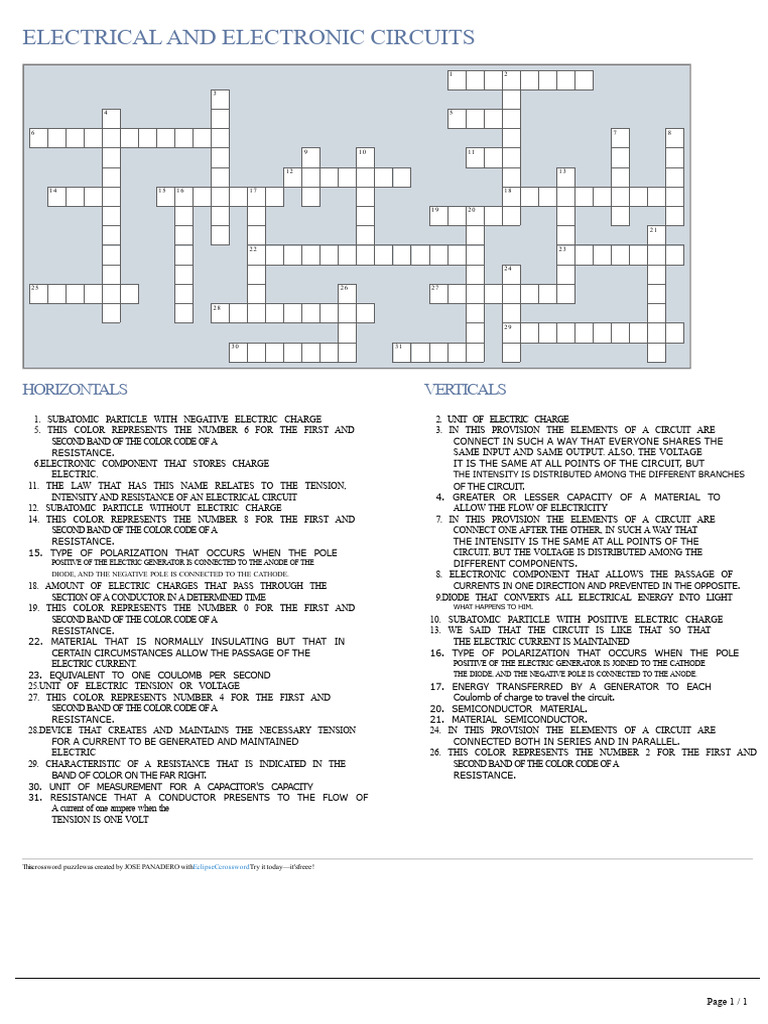 Crossword PDF | PDF | Electric Current | Diode