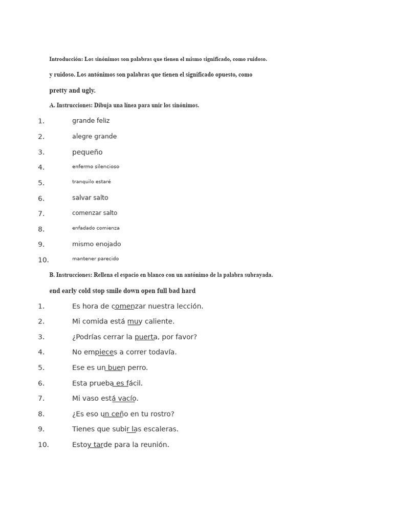 Antónimos, sinónimos, homófonos.docx | PDF