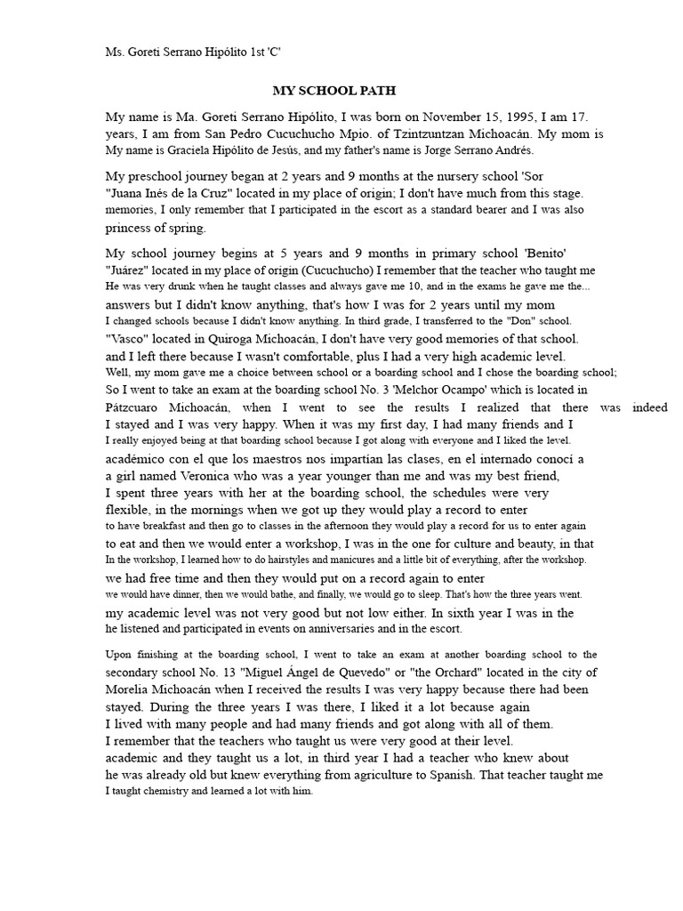 My School Journey | PDF | Human Life Stages