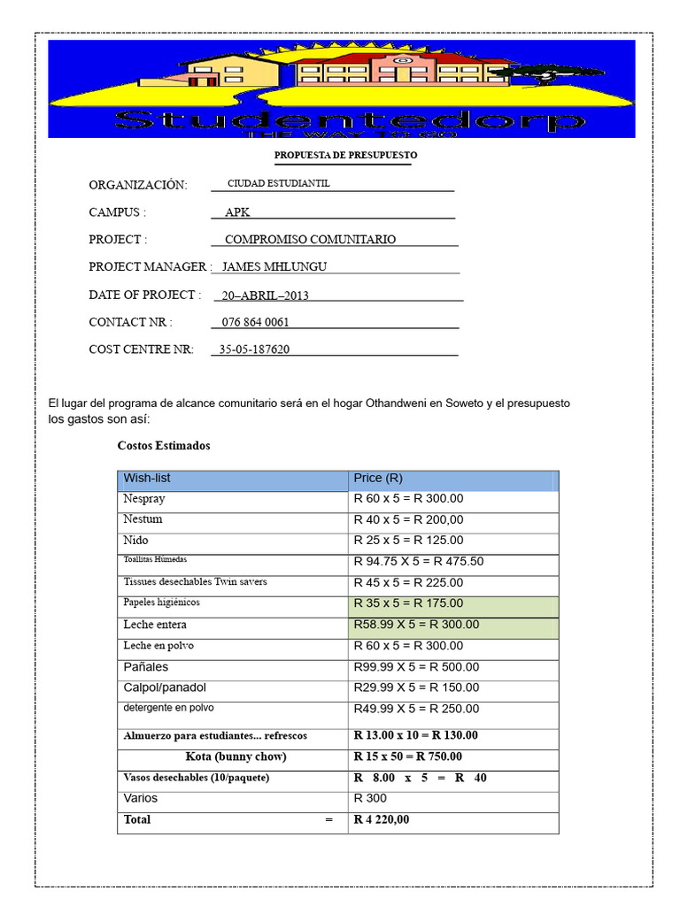 Propuesta de Programa de Alcance Comunitario | PDF