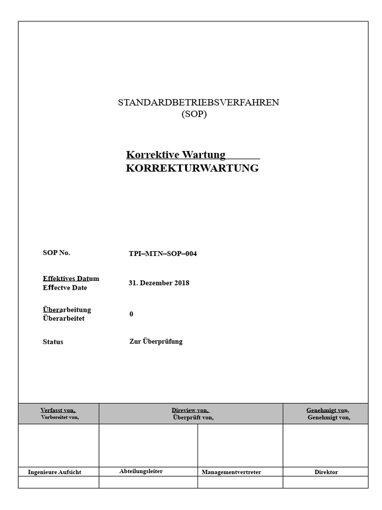 TPI–MTN–SOP–004 Korrektive Wartung PLTU | PDF