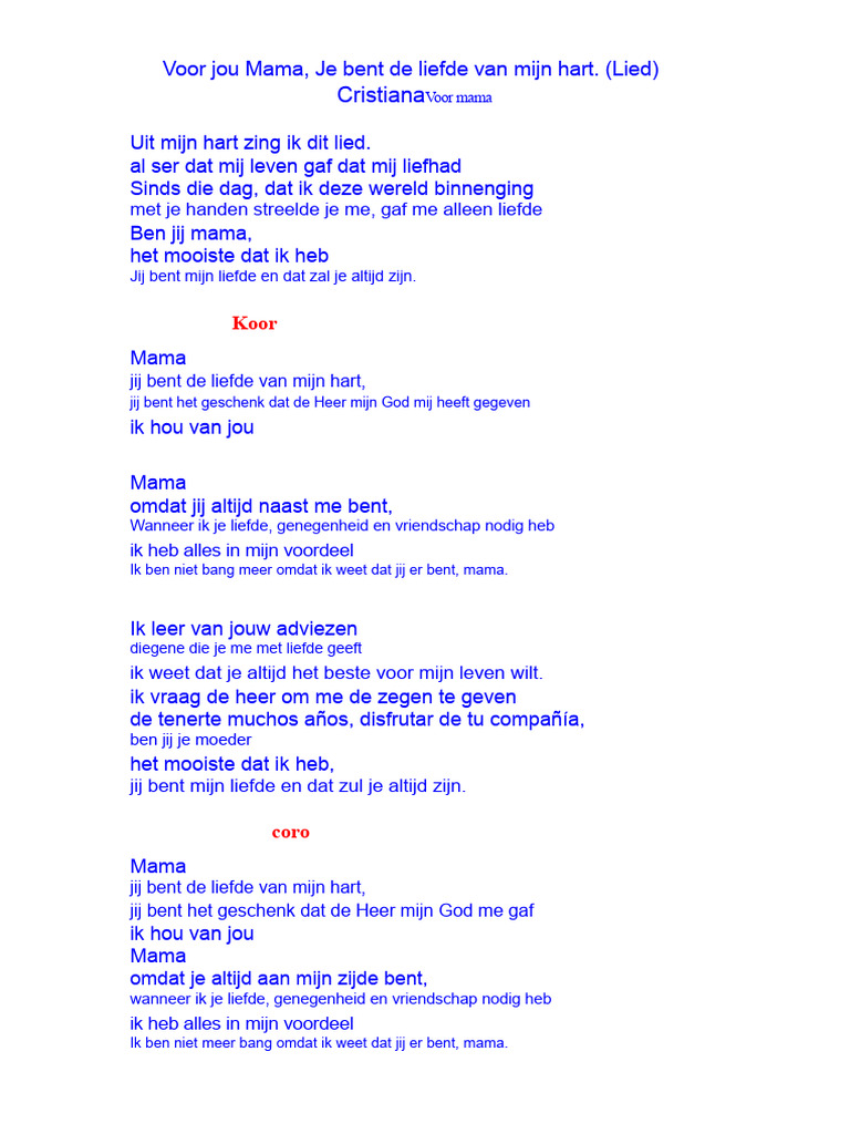 Voor jou Mama.docx | PDF