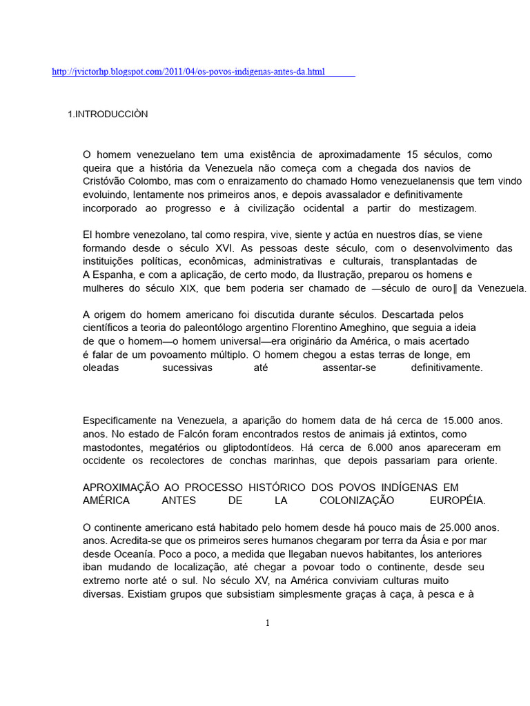 Povos Indígenas da Venezuela. Contexto Histórico. | PDF | Venezuela ...