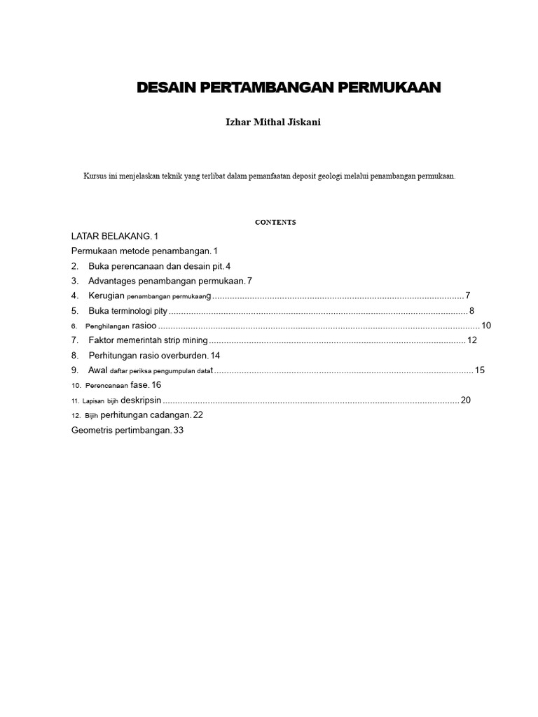 Desain Penambangan Permukaan Efisien | PDF
