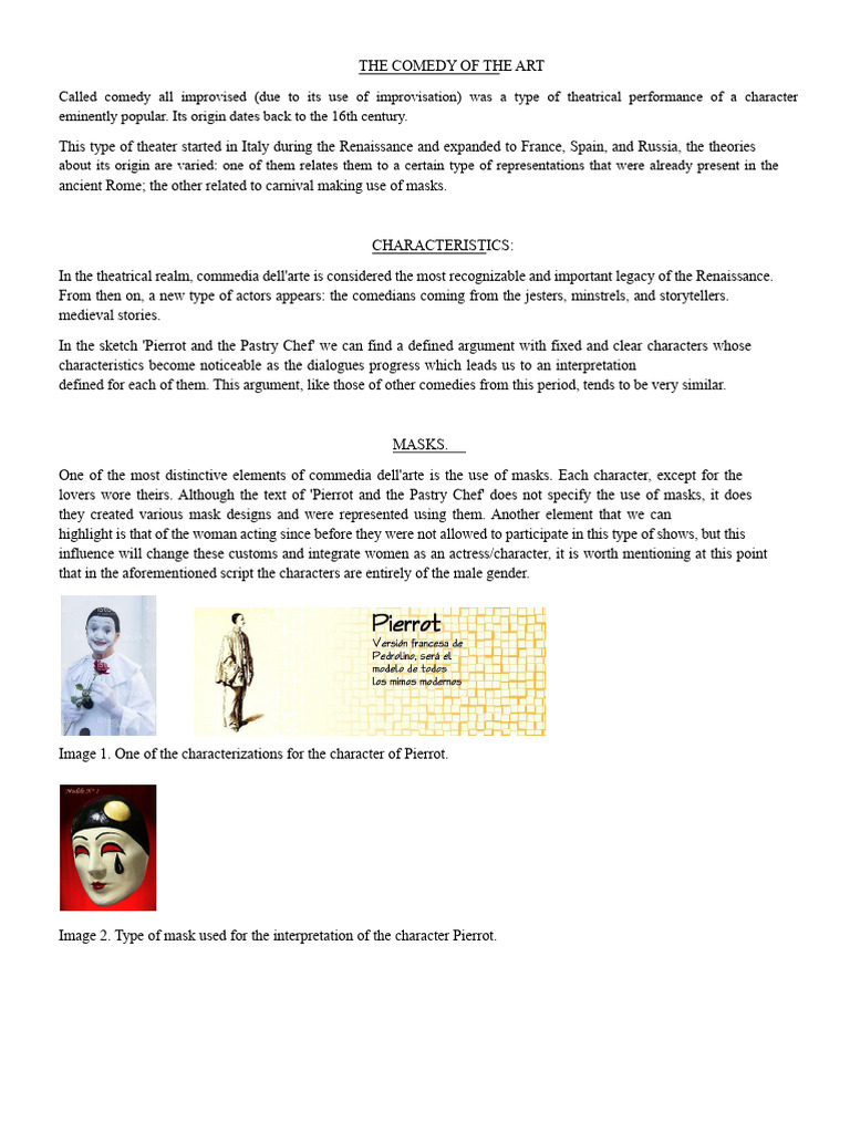 Archetypes of Commedia Dell'arte | PDF | Commedia Dell'arte ...