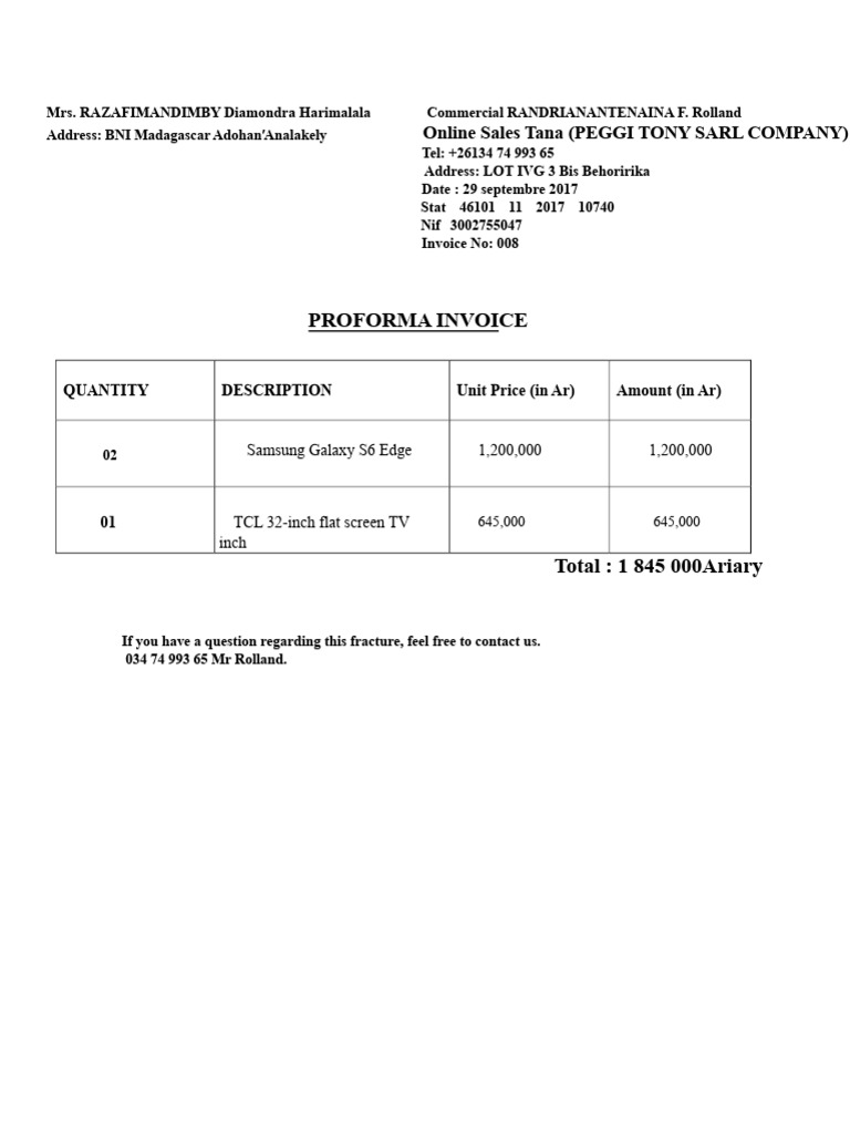 Proforma Invoice | PDF