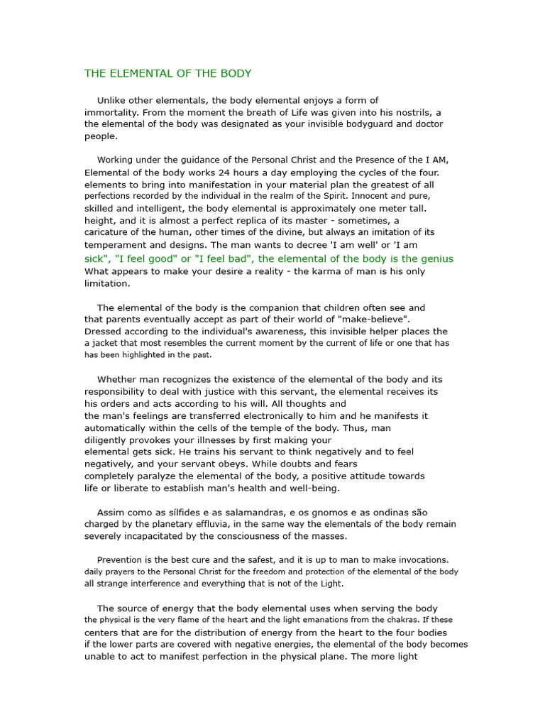 Understanding the Body Elemental | PDF | Jesus | Religious Belief And ...