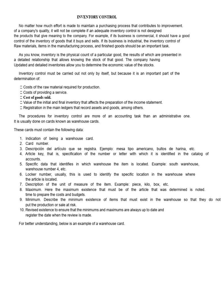 Storage Card | PDF | Inventory | Logistics